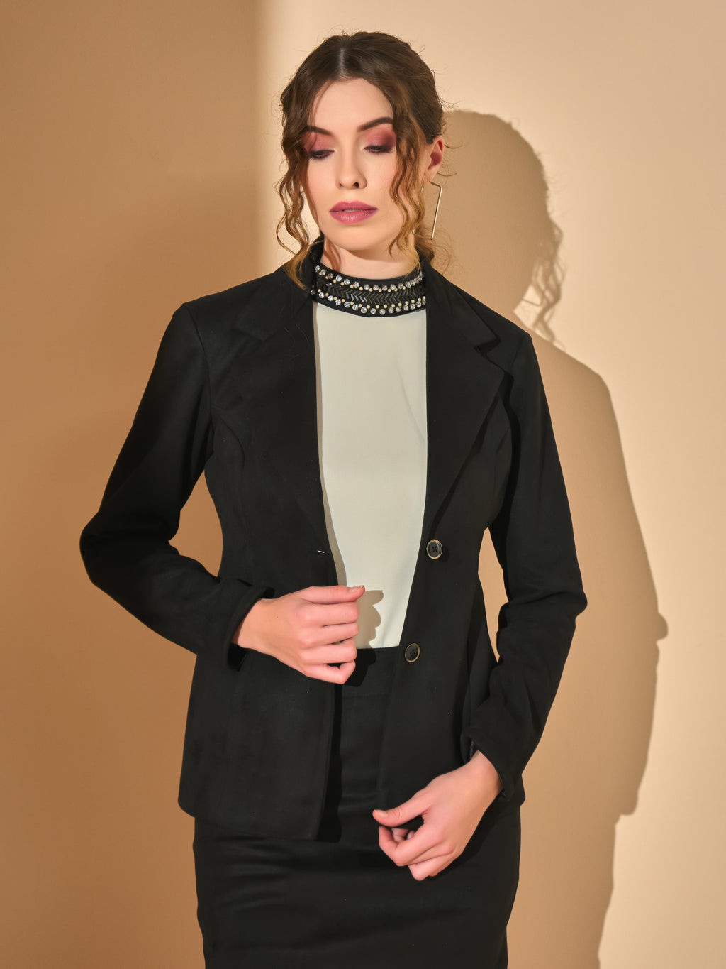 The Secret Agent Blazer by Maden Couture | Black Suede Blazer