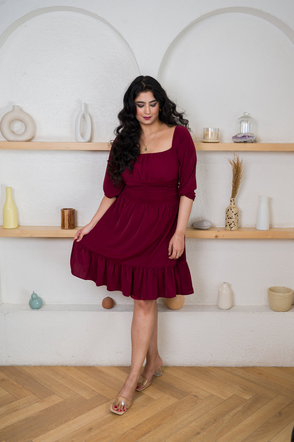 Garnet Glow Dress by Maden Couture | Elegant Luxury Red Dress